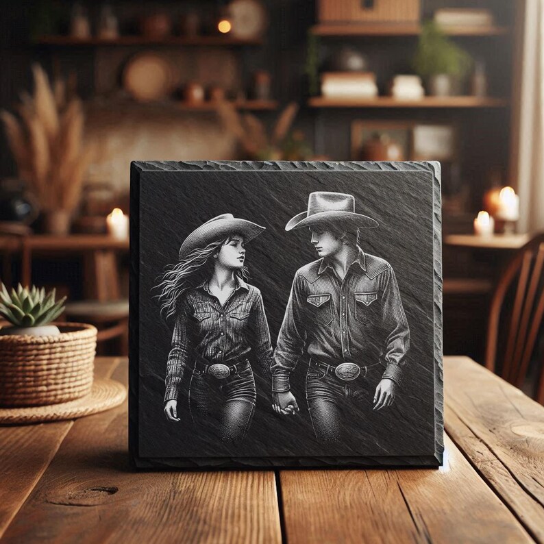 Western Couple Romance PNG – Slate Engraving File for Laser Machines [2 ...