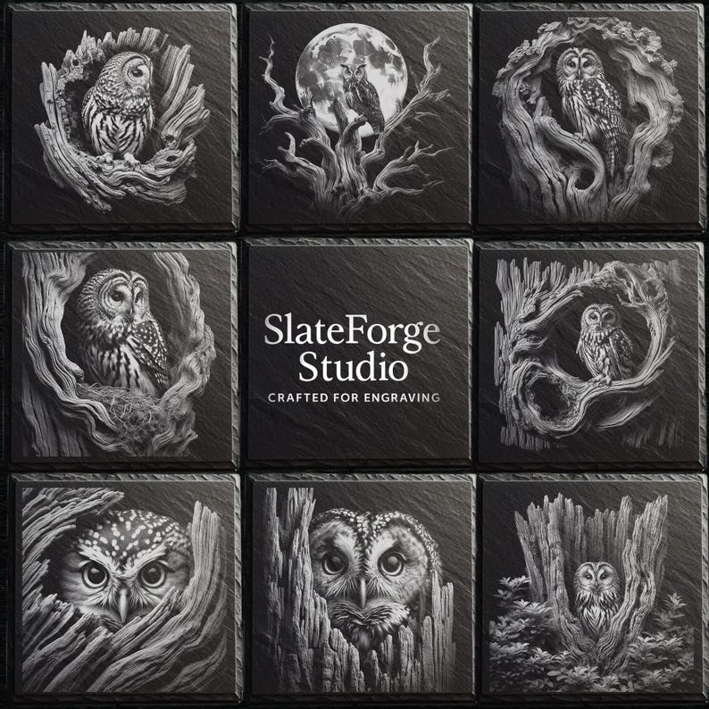 Owl PNG – Slate Engraving File for Laser Machines [64] - Etsy