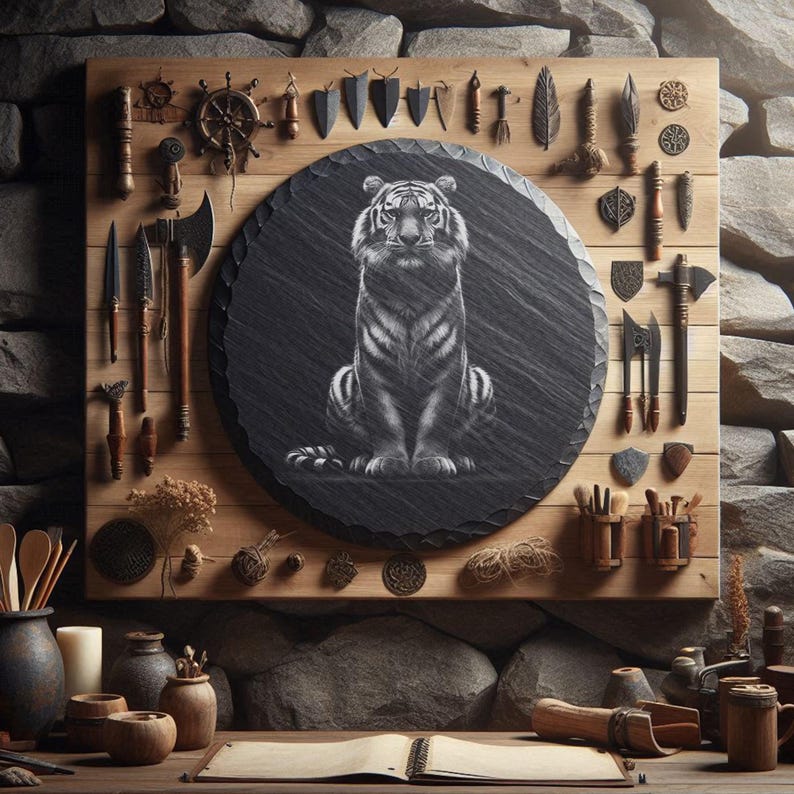 Tiger PNG – Slate Engraving File for Laser Machines [60] - Etsy
