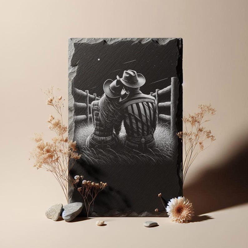 Western Couple Romance PNG – Slate Engraving File for Laser Machines [2 ...