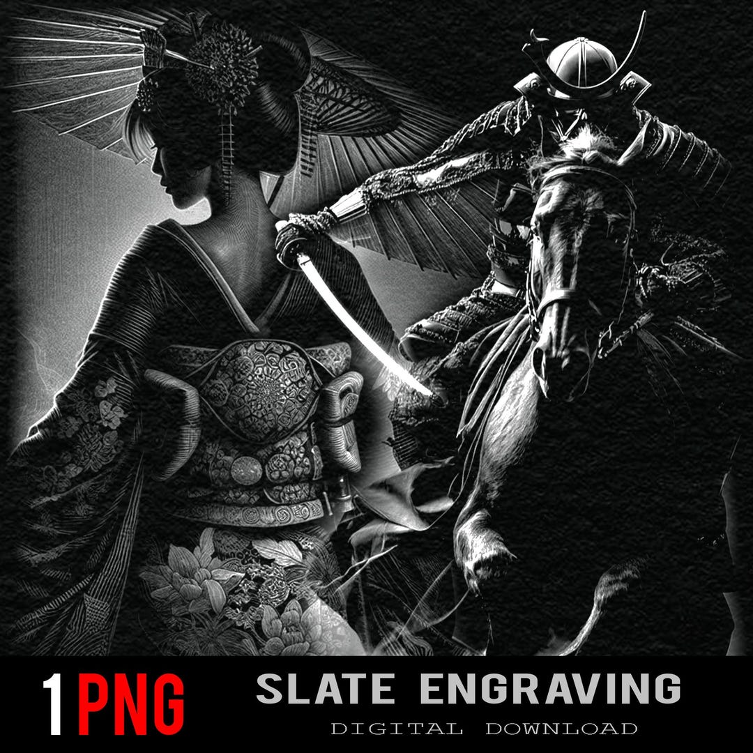 Samurai PNG – Slate Engraving File for Laser Machines [14] - Etsy