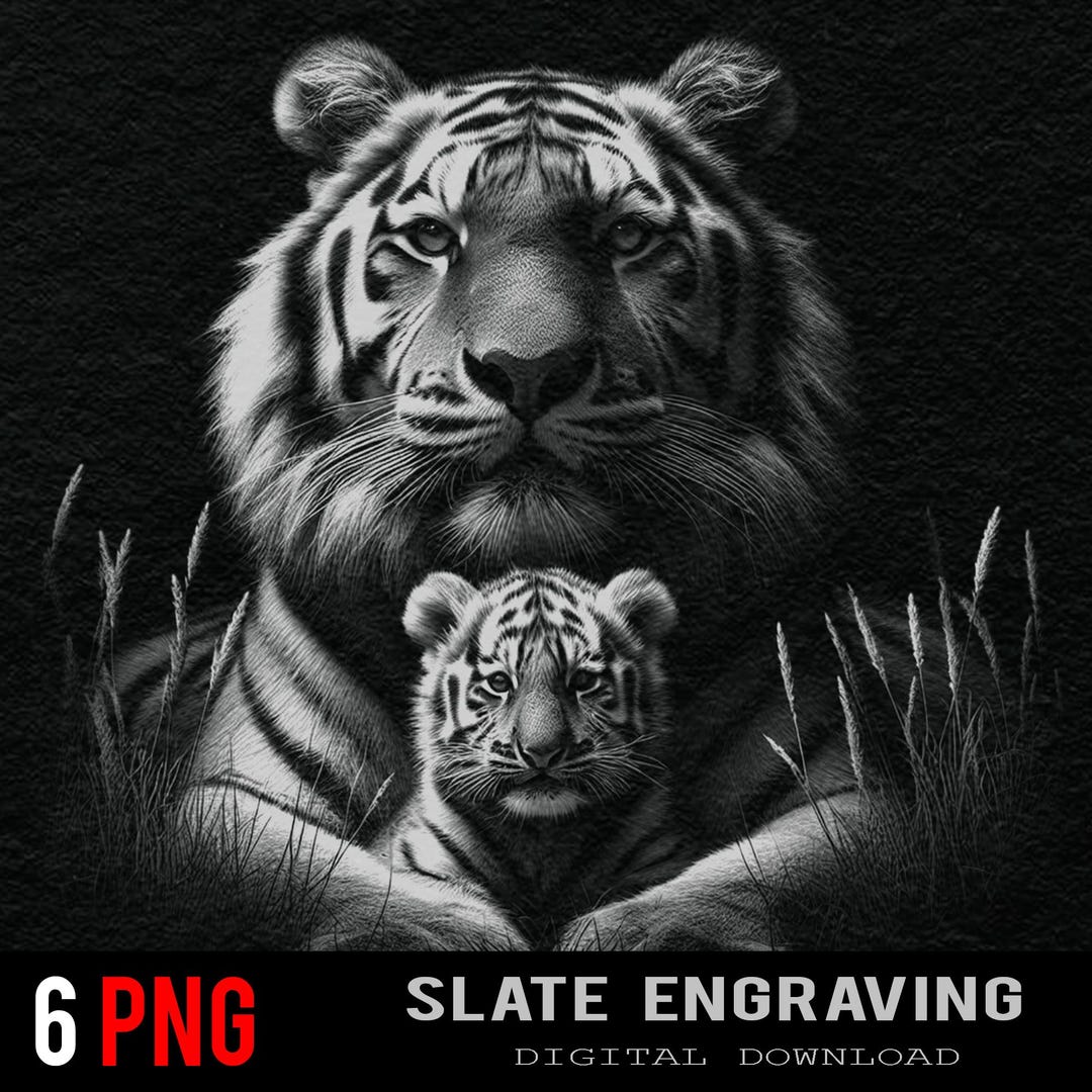 Tiger PNG – Slate Engraving File for Laser Machines [60] - Etsy