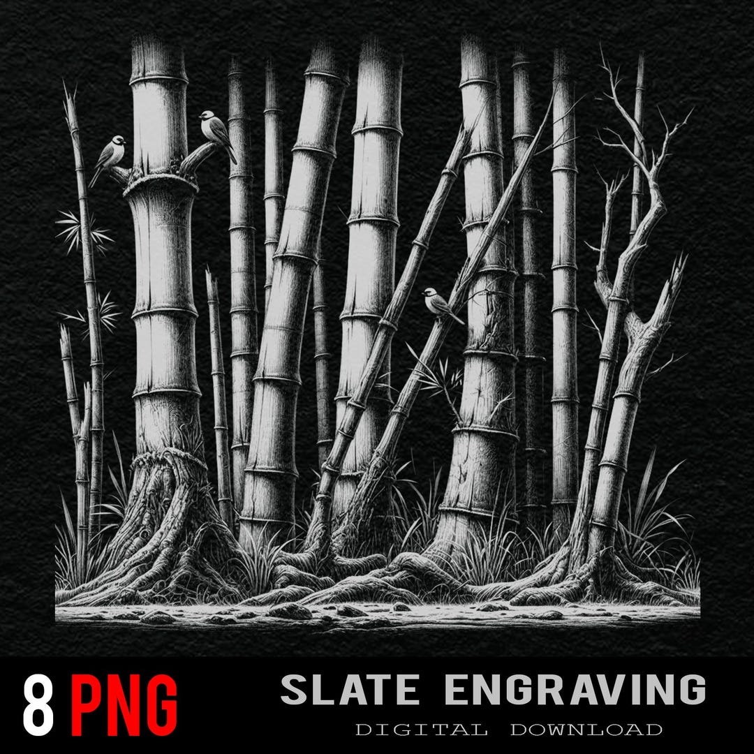 Bamboo PNG – Slate Engraving File for Laser Machines [15] - Etsy
