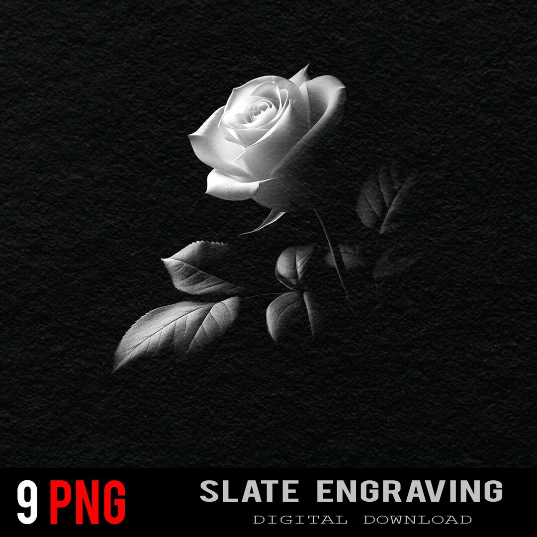 Flower PNG – Slate Engraving File for Laser Machines [50] - Etsy