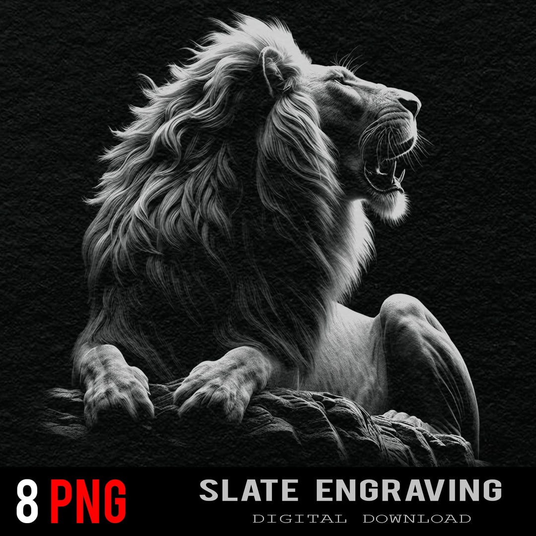 Lion PNG – Slate Engraving File for Laser Machines [70] - Etsy