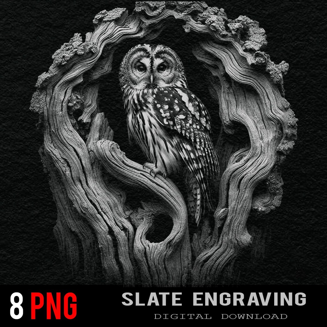 Owl PNG – Slate Engraving File for Laser Machines [64] - Etsy