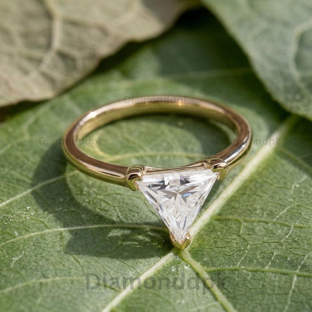 Trillion Cut Moissanite Solitaire, Minimalist Engagement Ring, V-prong ...