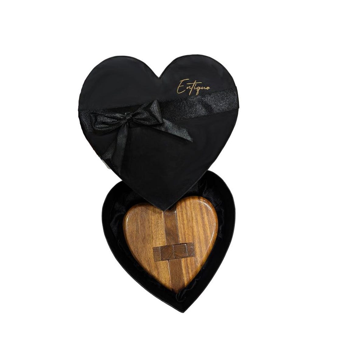 Walnut Wooden Heart Puzzle Ring Box – Engagement Proposal Gift Make ...