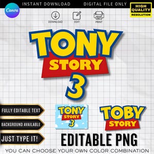 Toy Story Editable Logo | Custom Font | Personalized PNG | Birthday ...