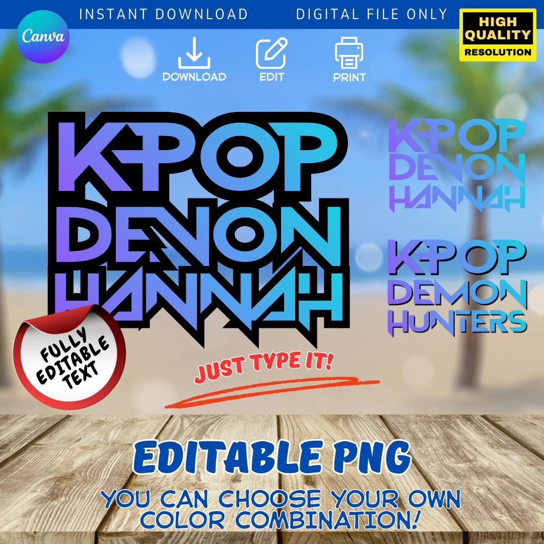K-pop Demon Hunter Logo | Editable Fantasy Design (digital Download) - Etsy