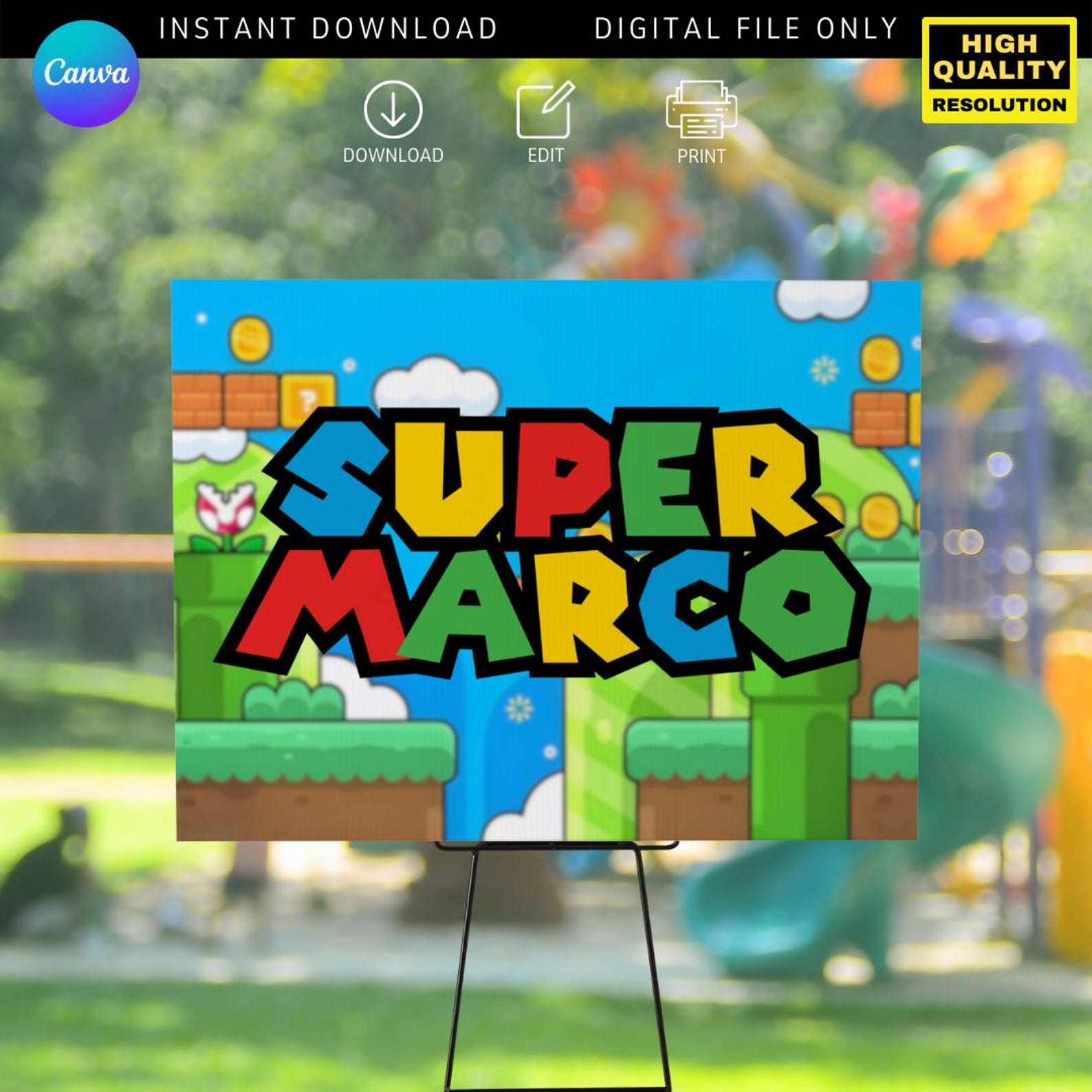 Super Mario Editable Logo | Custom Font | Personalized PNG | Birthday ...
