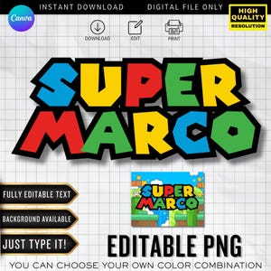 Super Mario Editable Logo | Custom Font | Personalized PNG | Birthday ...
