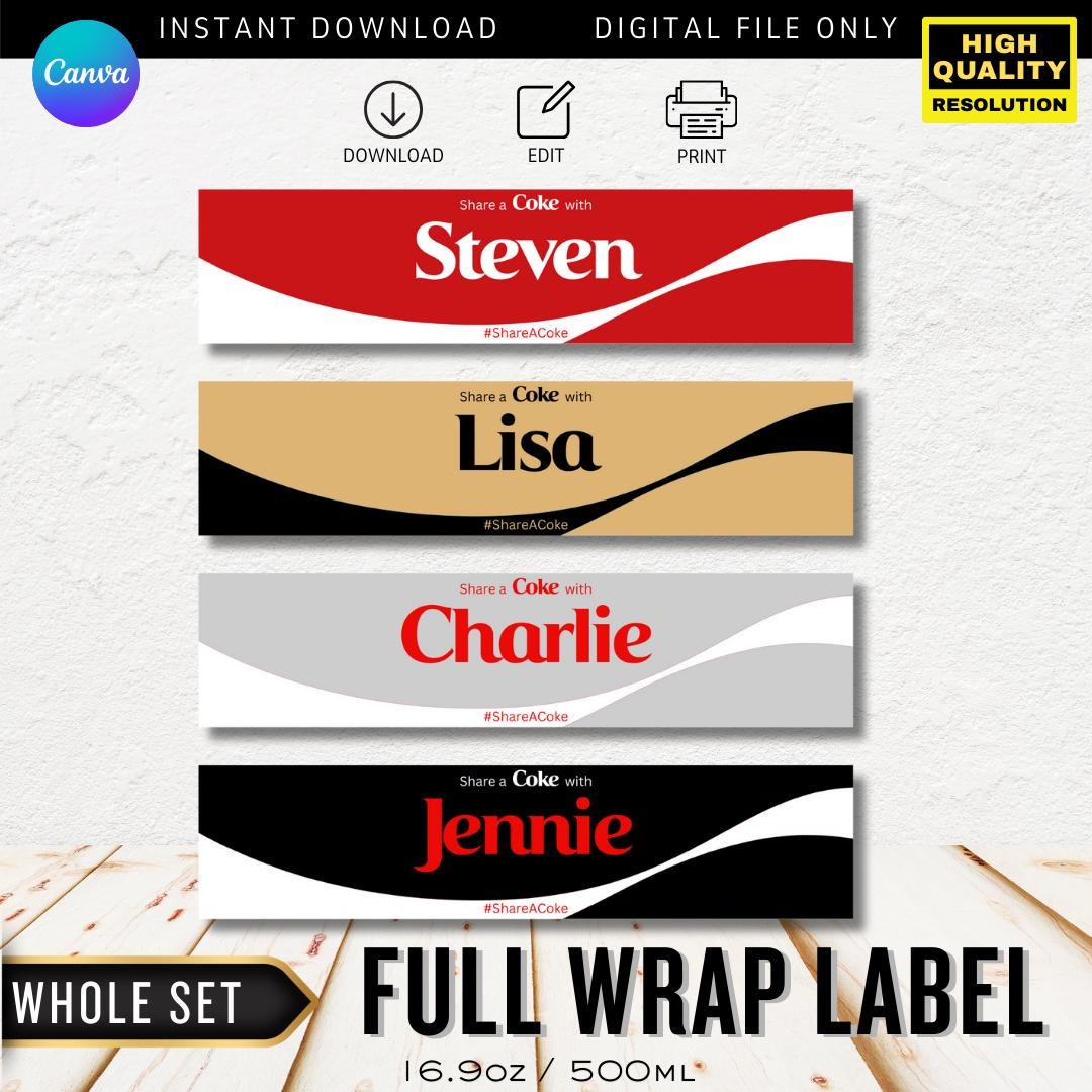Personalized COKE Bottle Label | COLA Editable 500 Ml PNG (canva ...