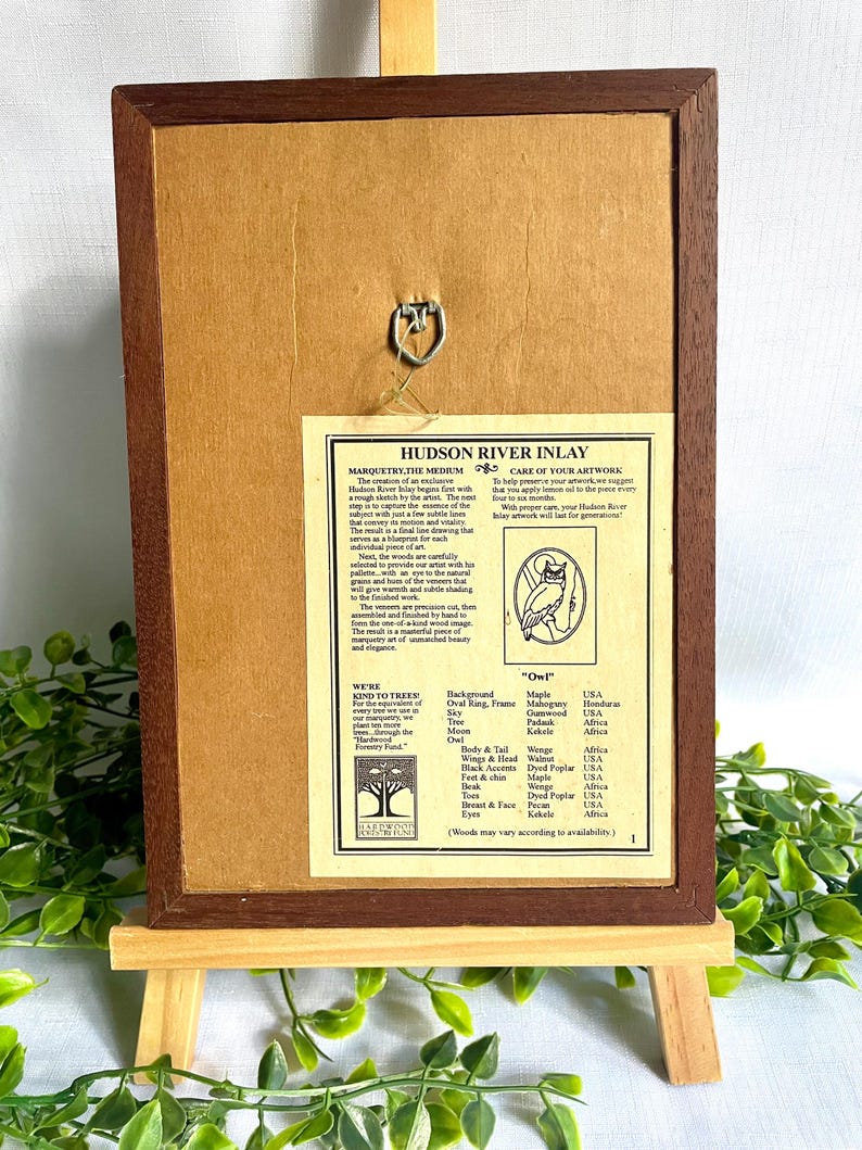 Owl Inlaid Wood Marquetry Artist Signed Jeff Nelson Vintage 1980's ...
