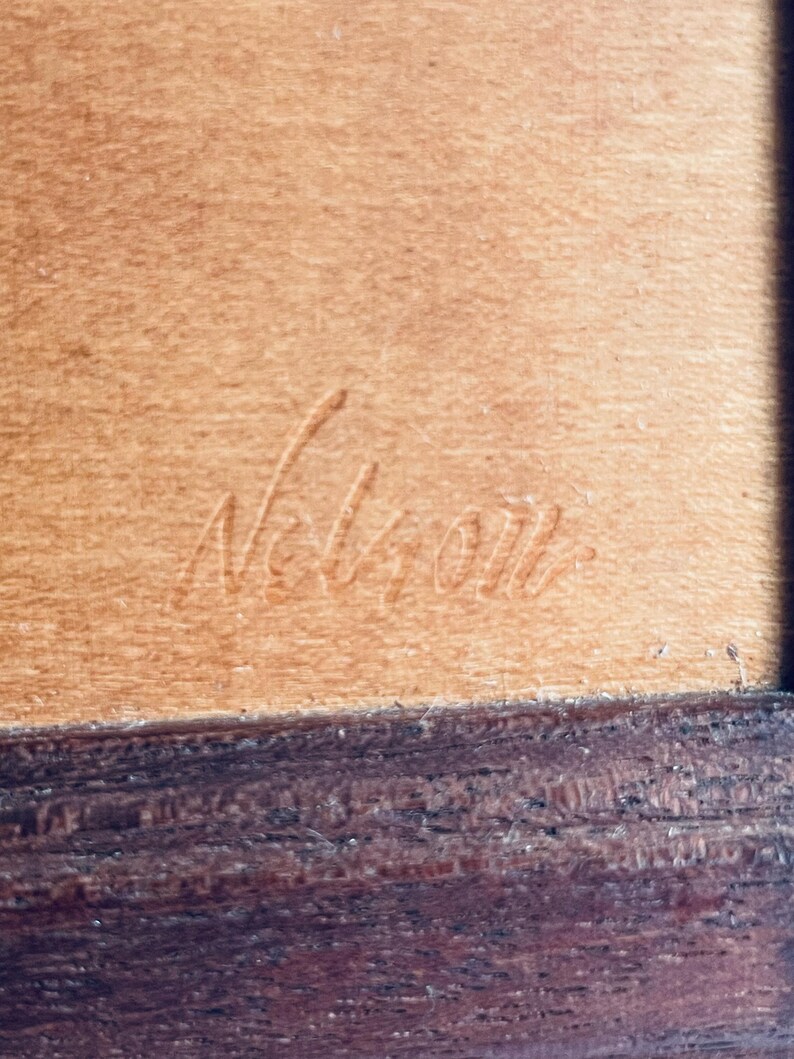 Owl Inlaid Wood Marquetry Artist Signed Jeff Nelson Vintage 1980's ...