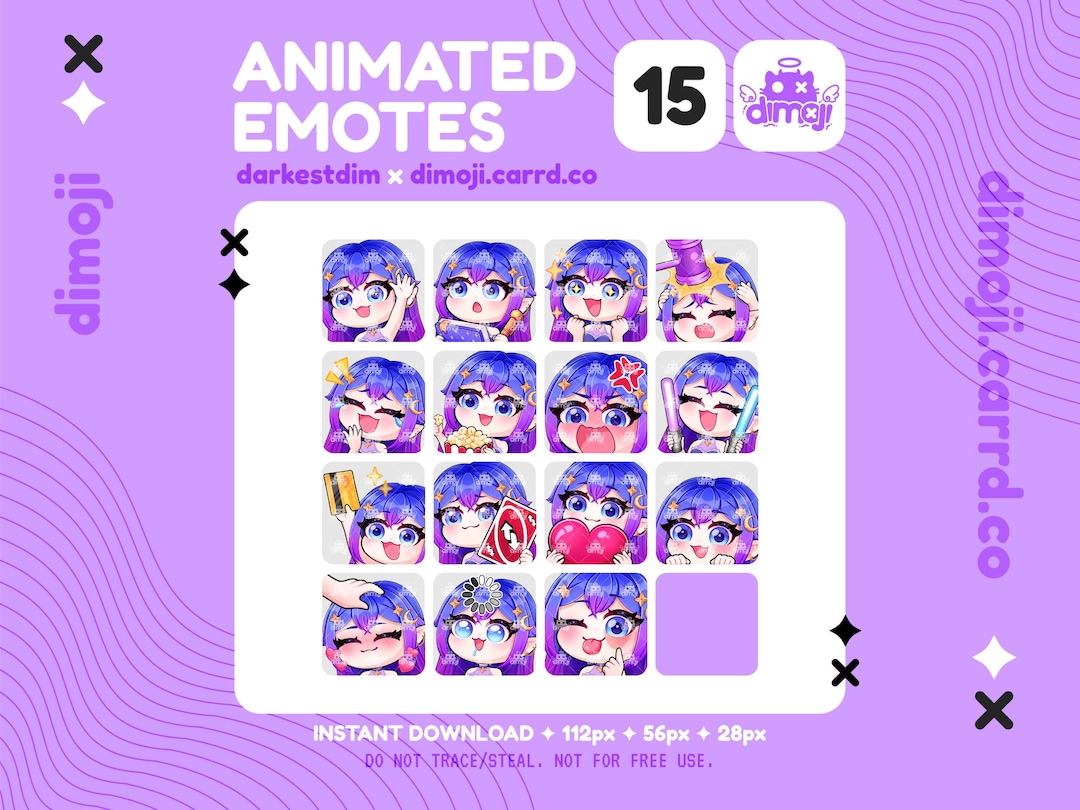 ANIMATED Chibi Elf Emotes | Purple Hair/blue Eyes | Emote Pack (GIF ...