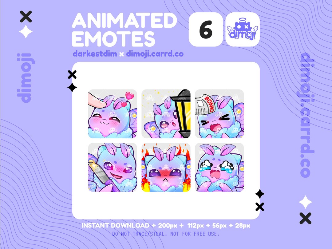Emotes animados de mariposa x6 | Roxo, Rosa e Azul | Pacote de Emotes ...
