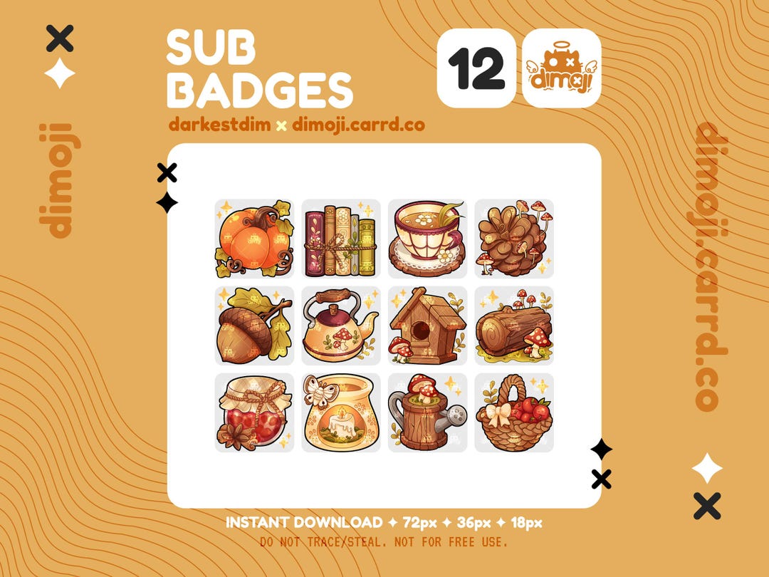 Cottagecore Fall/autumn Twitch Sub Badges | Cozy Stream Subscriber ...
