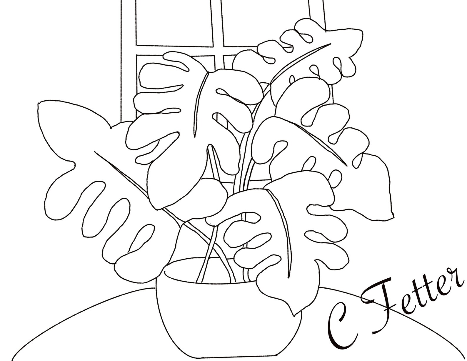 Monstera Plant Adult/child Coloring Page, Downloadable Art, Color Sheet ...
