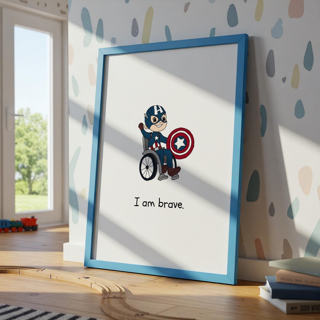 Captain America in a Wheelchair Wall Art | Inclusive Superhero Digital ...