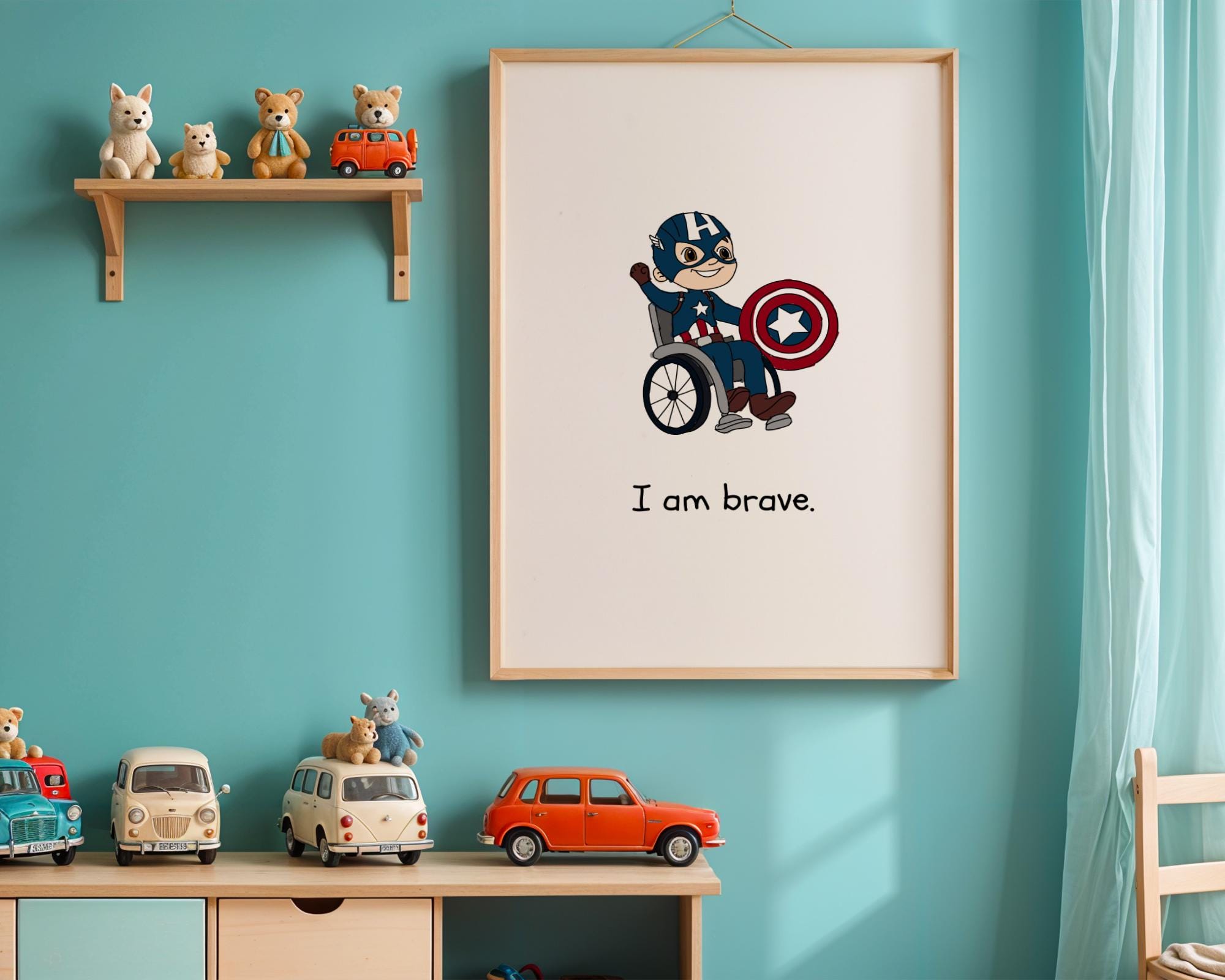 Captain America in a Wheelchair Wall Art | Inclusive Superhero Digital ...