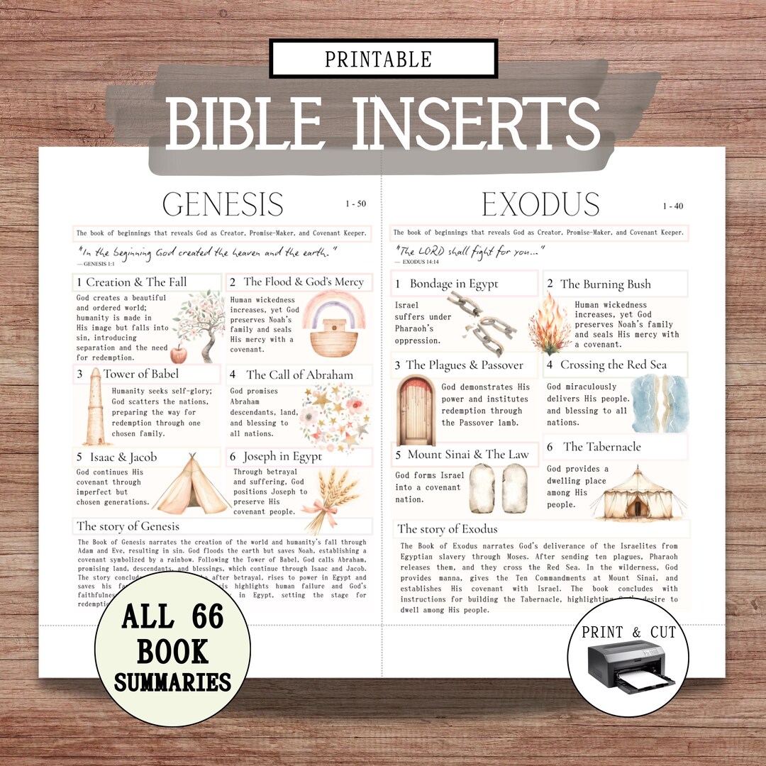 Bible Study Inserts, Bible Printables, Bible Book Summaries Pdf, KJV ...