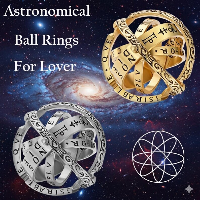 Foldable Astronomical Sphere Ring, Celestial Star Fidget Ring, Anti ...
