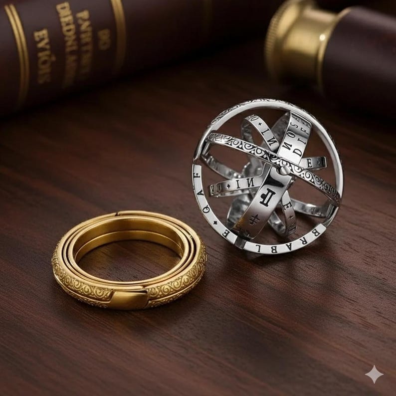 Foldable Astronomical Sphere Ring, Celestial Star Fidget Ring, Anti ...