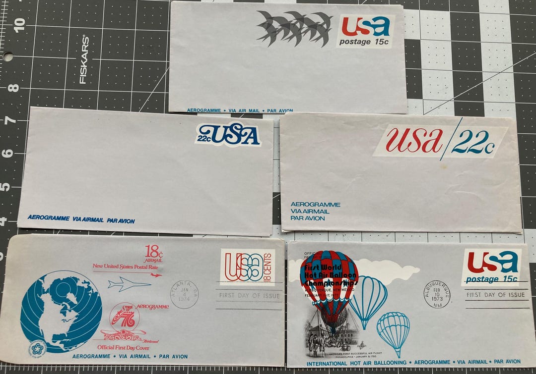Vintage Postal Aerogrammes – 1970s International Air Mail Ephemera - Etsy