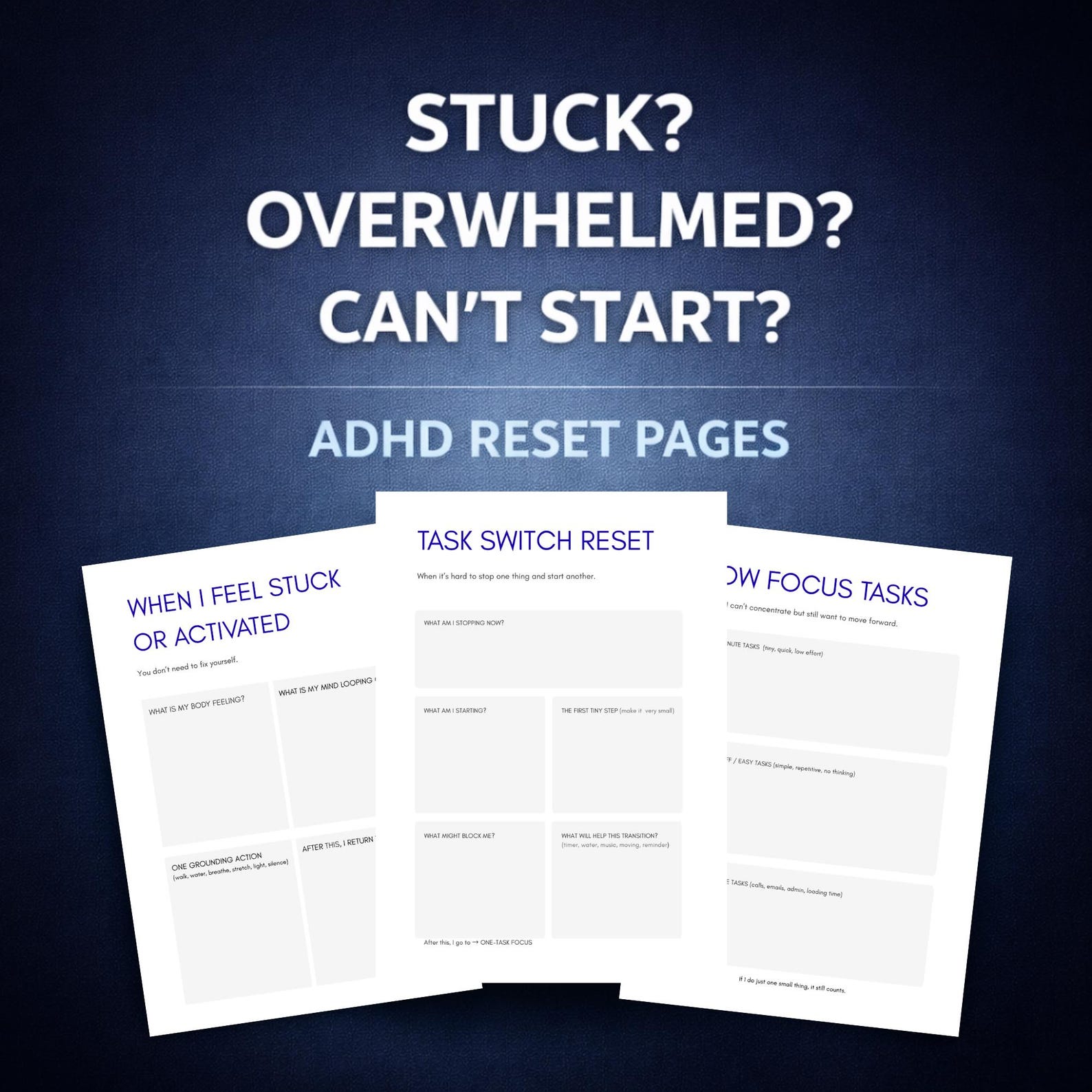 ADHD Reset Planner | Overwhelm Relief, Daily Task System (PDF Download ...