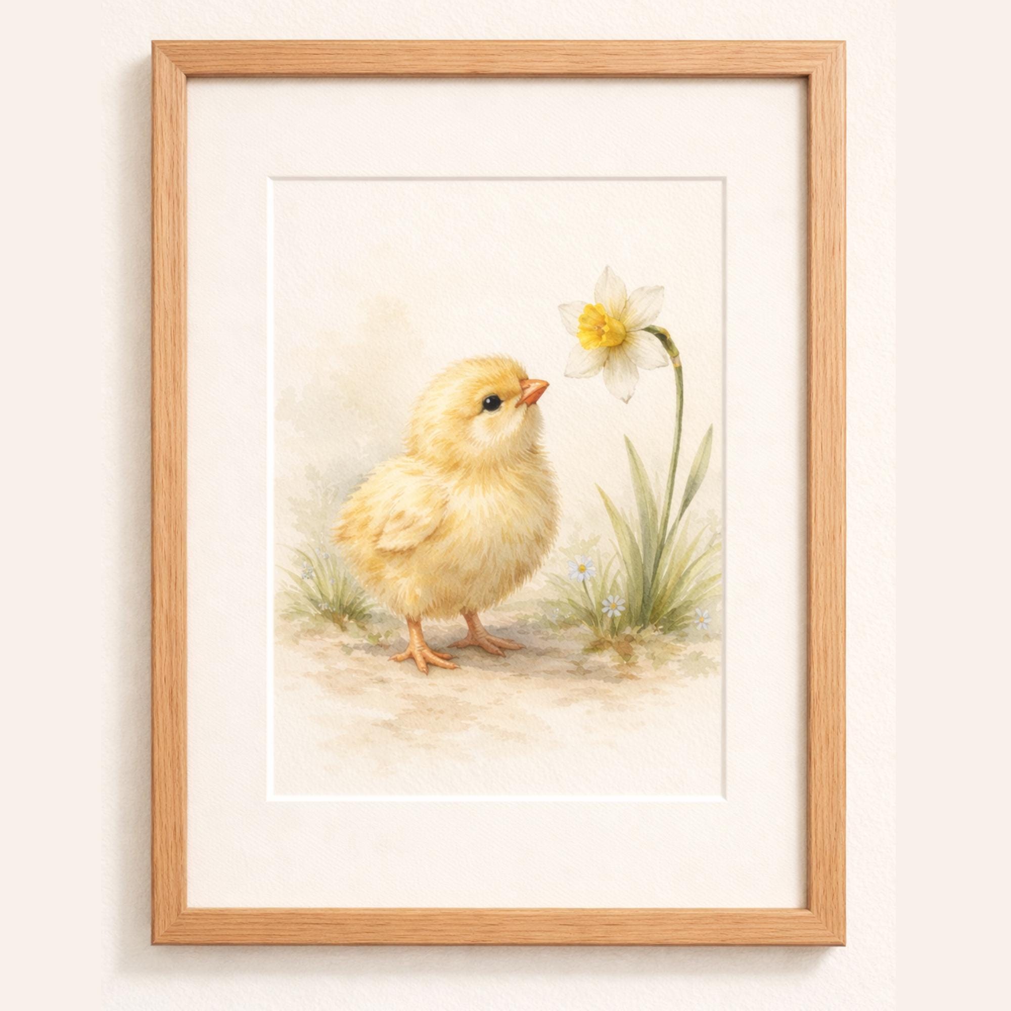 Vintage Baby Chick Nursery Wall Art Printable, Spring Daffodil Easter ...