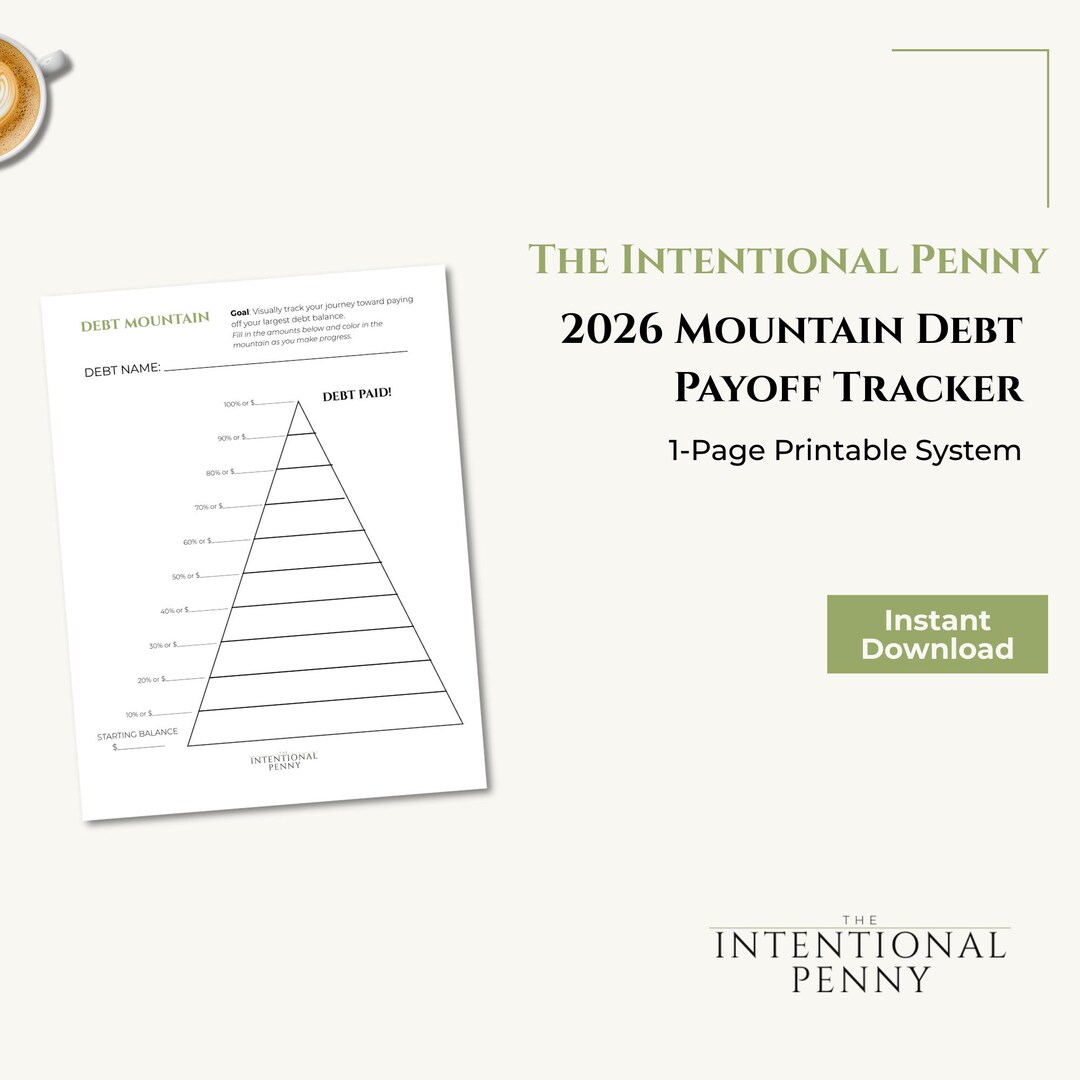Debt Mountain Visual Tracker, Large Debt Payoff Chart, Student Loan ...