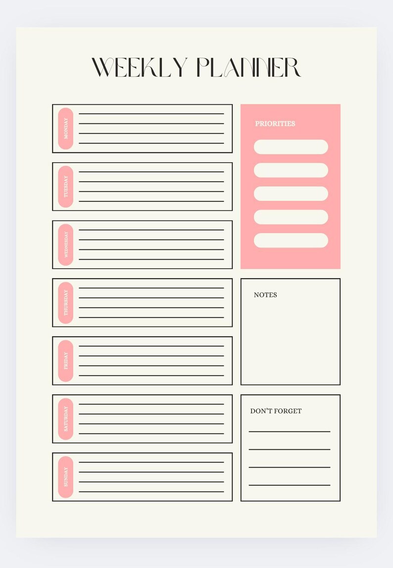 Printable Planner | Digital Download Canva Template | Daily & Weekly ...