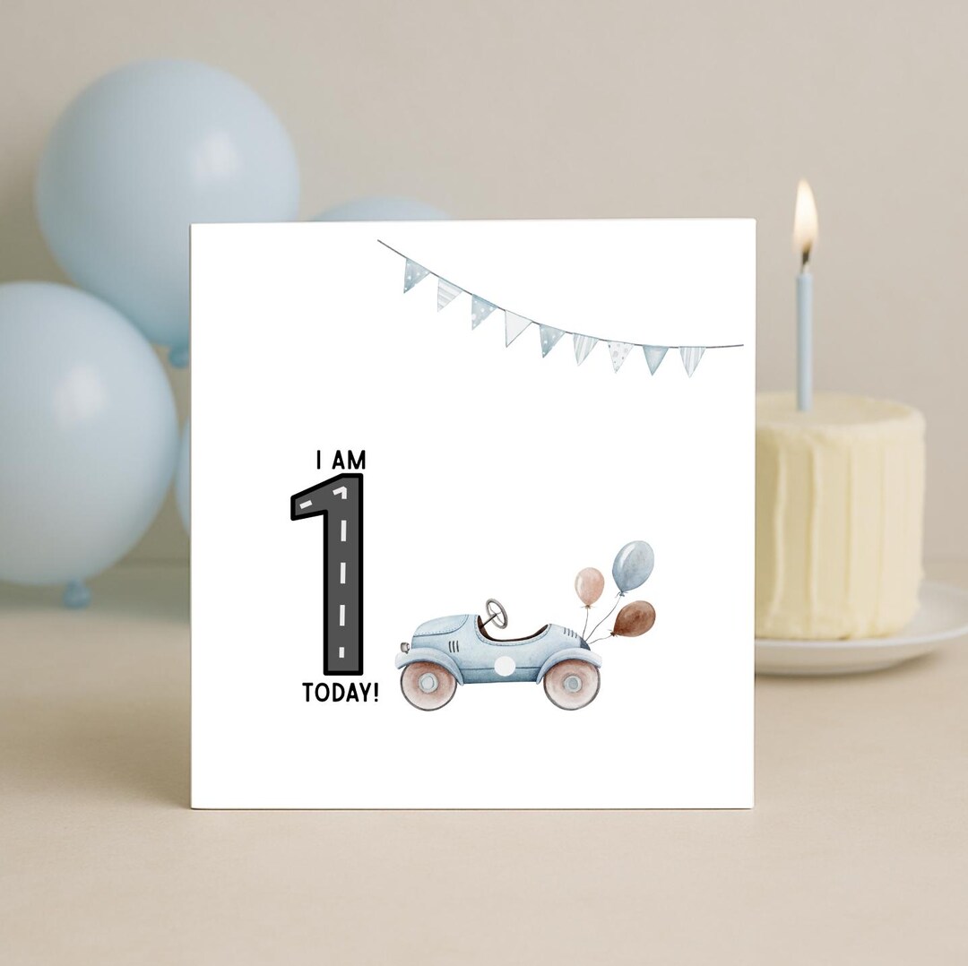 1st Birthday Card for Boy, Personalised First Birthday Card, “I Am 1 ...
