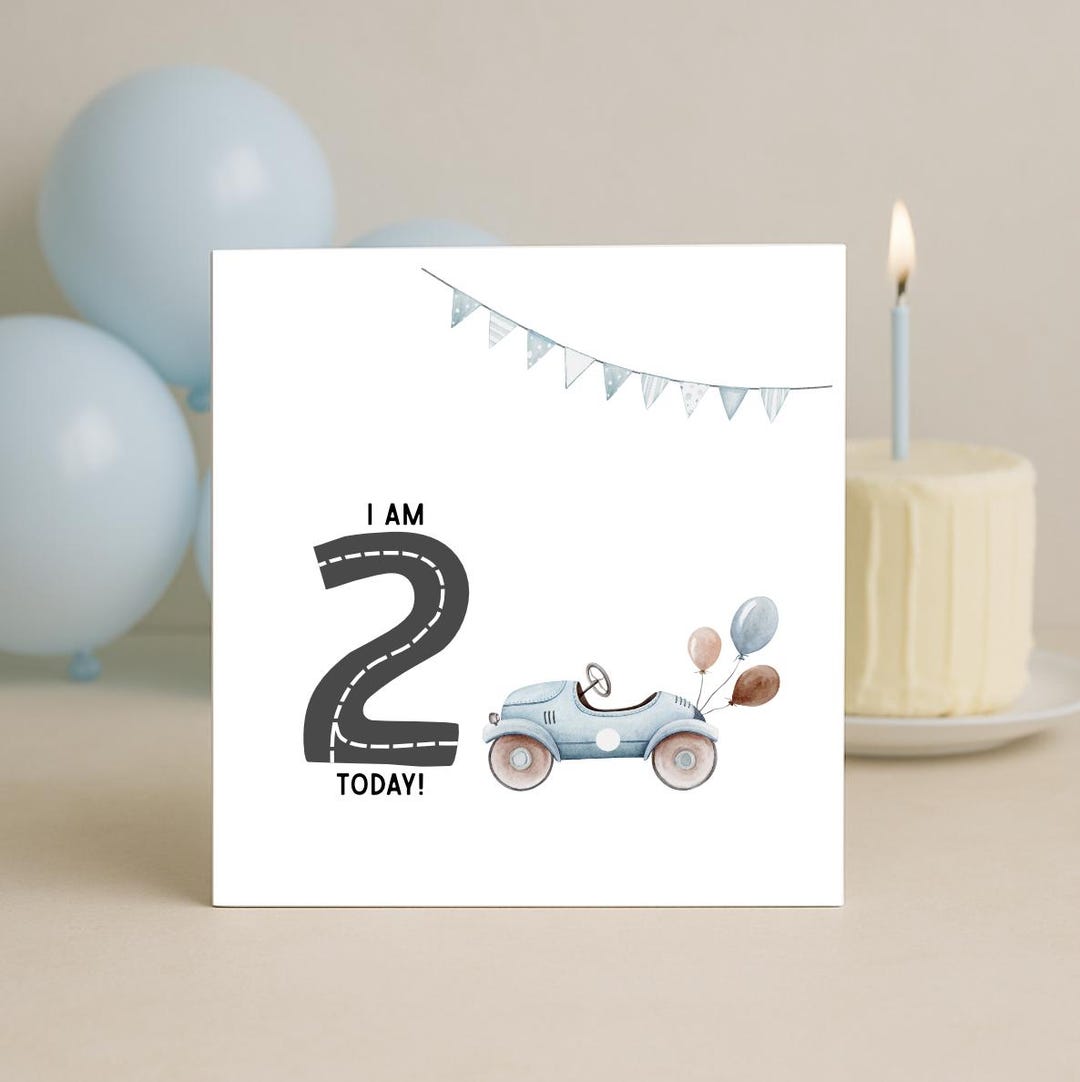 2nd Birthday Card for Boy, I Am 2 Today Card, Personalised Second ...