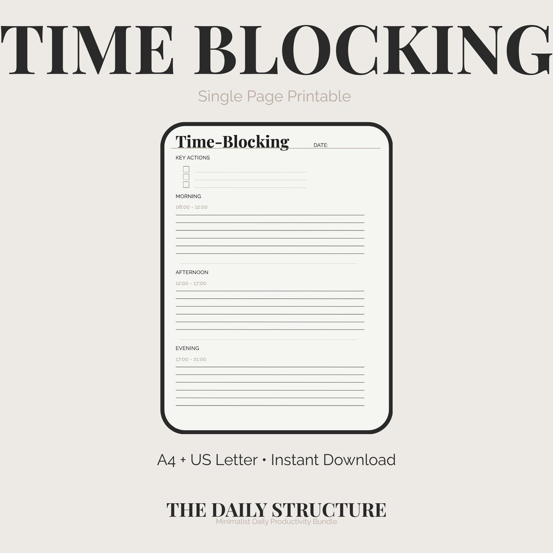 Time Blocking Planner Printable | Flexible Block Schedule | Morning ...