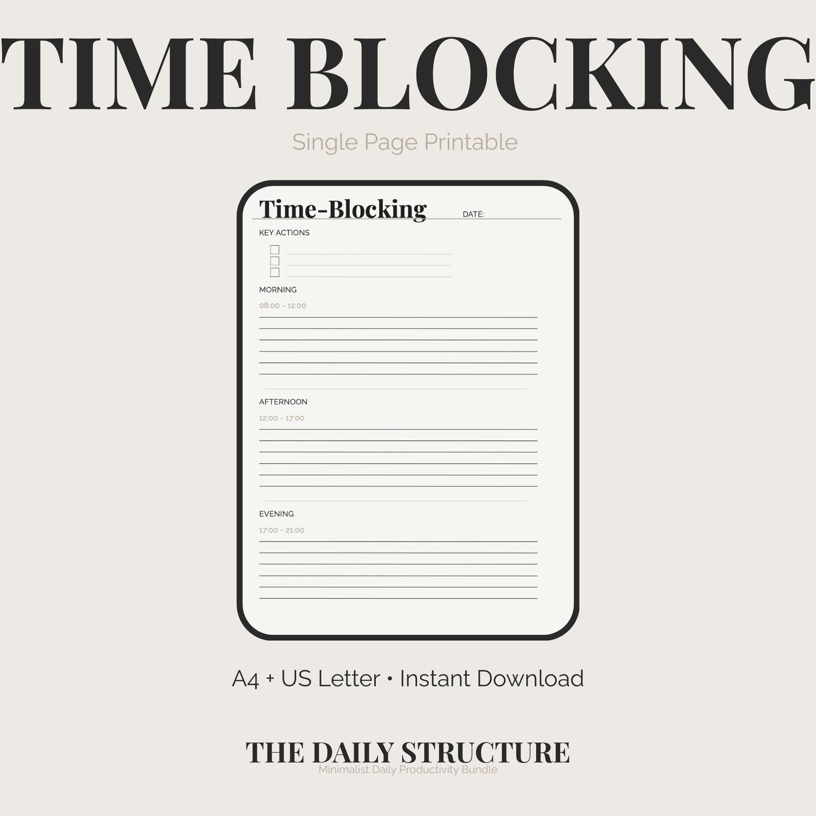 Time Blocking Planner Printable | Flexible Block Schedule | Morning ...