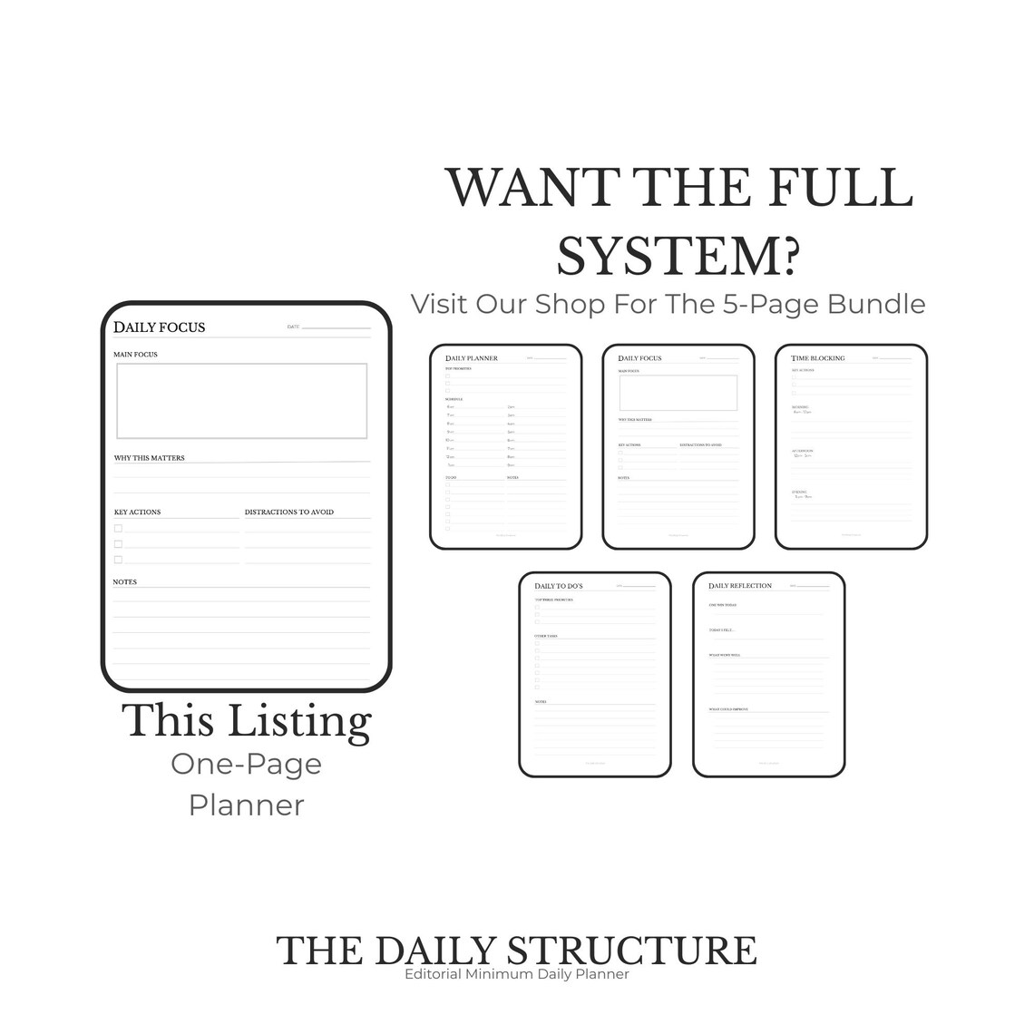 Editorial Style Daily Focus Sheet | Minimalist Planner (PDF Download A4 ...