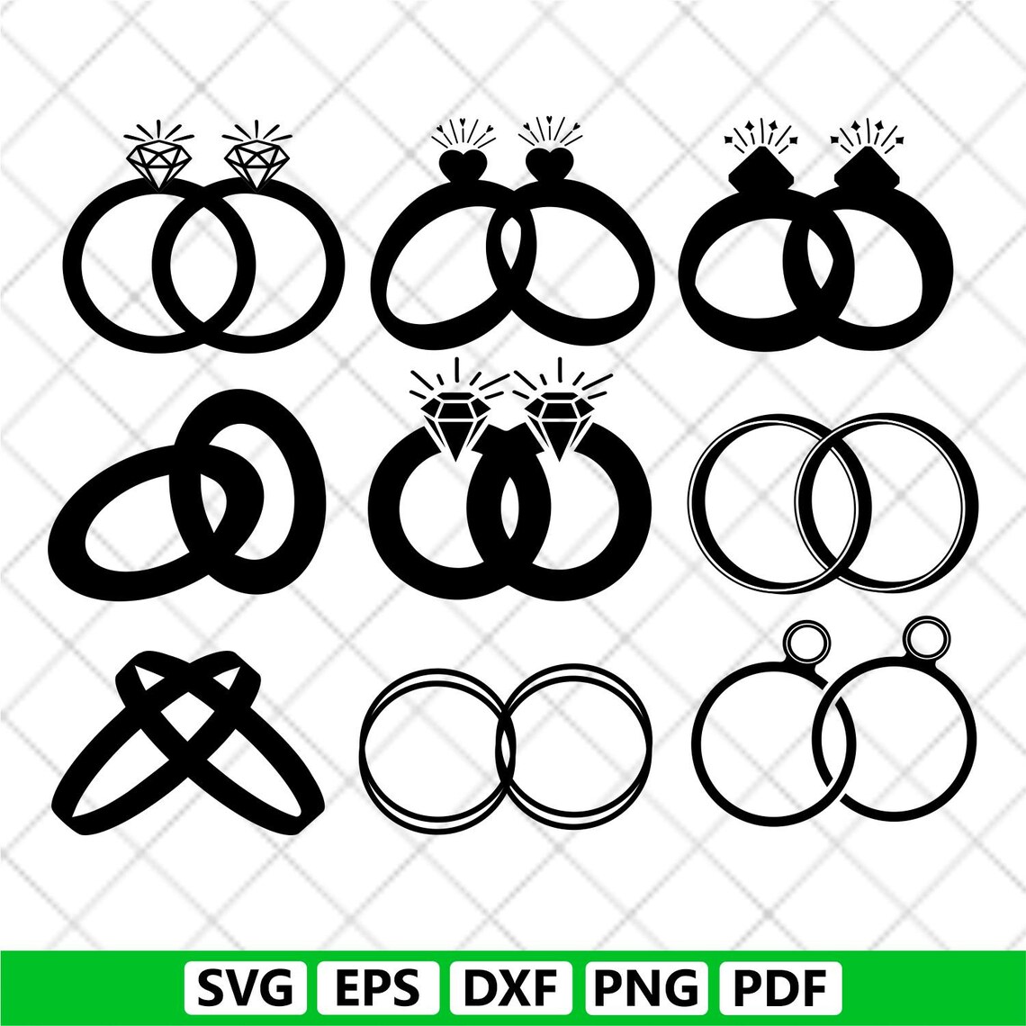 Weeding Ring SVG Bundle, Marriage Ring Clipart, Engagement Ring ...