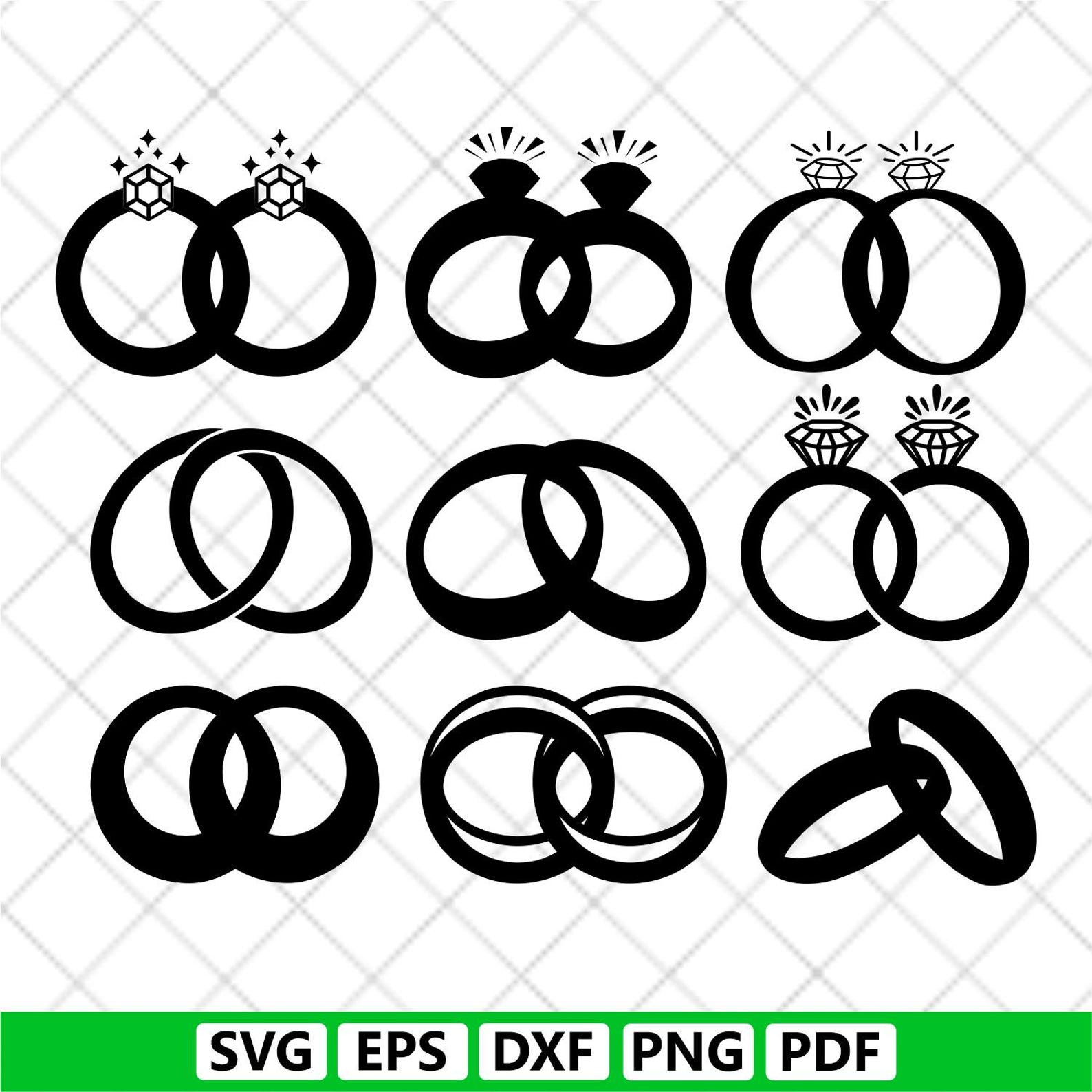 Weeding Ring SVG Bundle, Marriage Ring Clipart, Engagement Ring ...