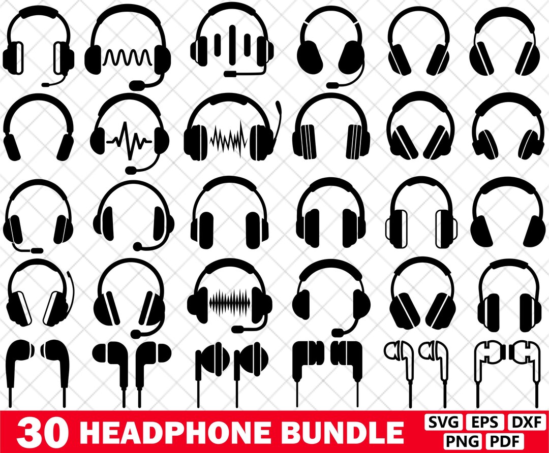 Headphone SVG Bundle, Headset Leaf Clipart, Earphone Silhouette ...