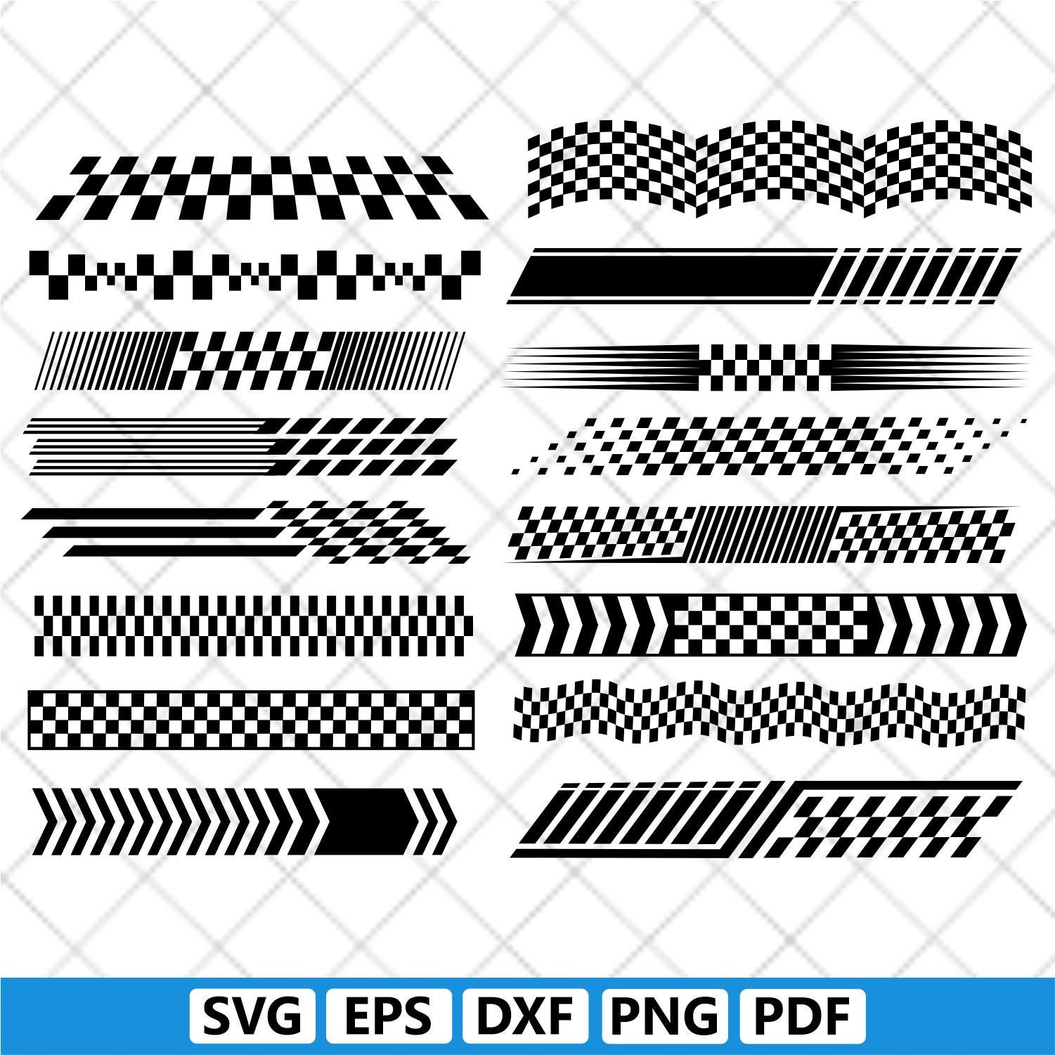 Racing Strip SVG Bundle, Racing Badges Clipart, Race Flag Vector, Race ...