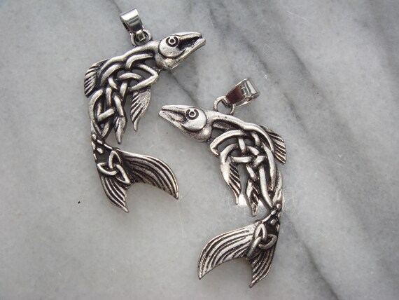 Pagan Celtic Salmon of All Wisdom Dbl Sided W Triquetra & | Etsy