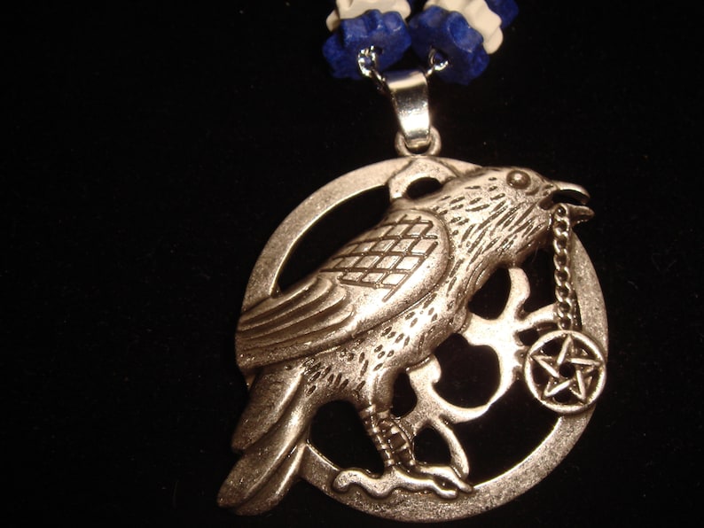 Celtic Pagan Morrigan Pewter Crow W Dangling Pentacle & W Crow Toggle ...