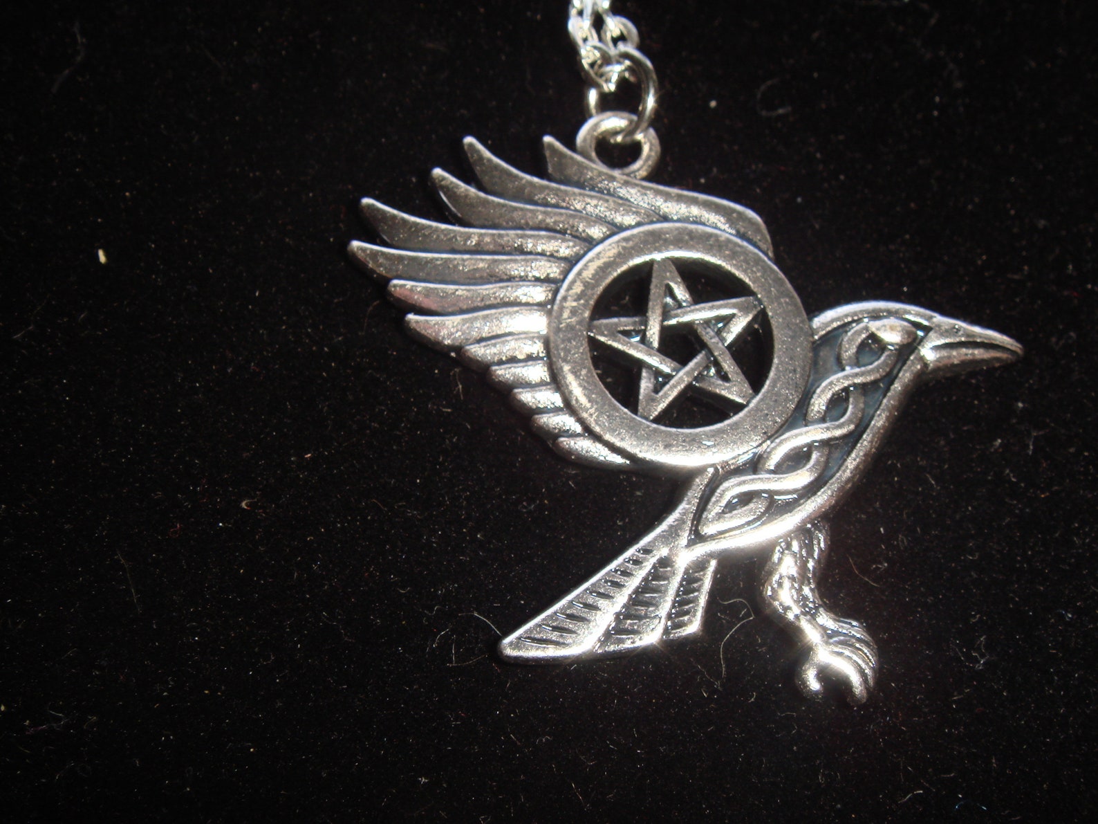 Celtic Pagan Morrigan Flying Crow Raven W Pentacle Dblsided W - Etsy