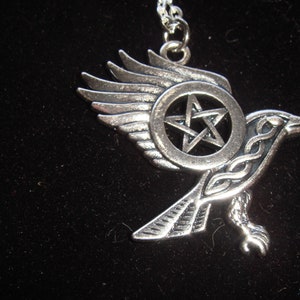 Celtic Pagan Morrigan Flying Crow Raven W Pentacle Dblsided W Crow ...