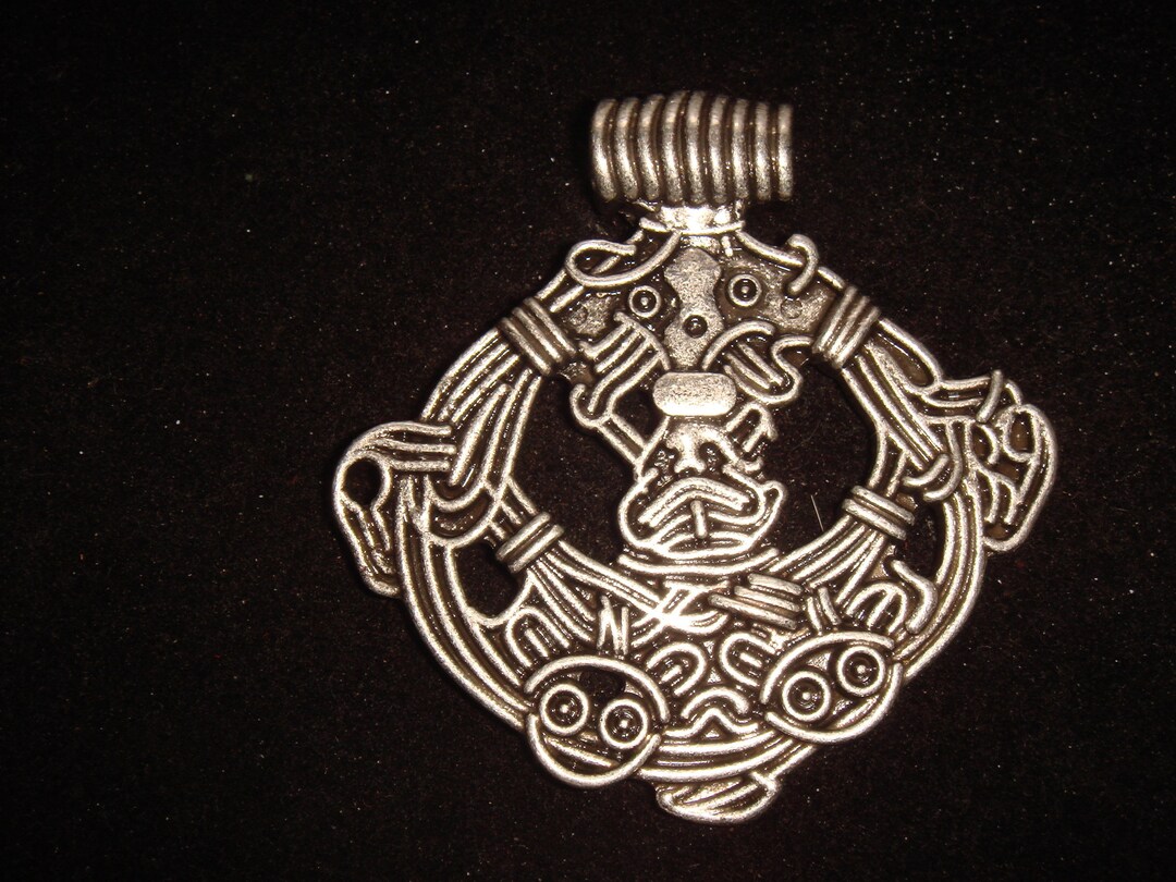 Nord Repro Antique Loki Lokki Double Sided Denmark Pagan Pendant W Crow ...