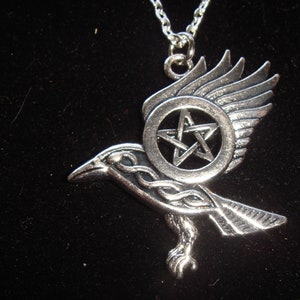 Celtic Pagan Morrigan Flying Crow Raven W Pentacle Dblsided W Crow ...