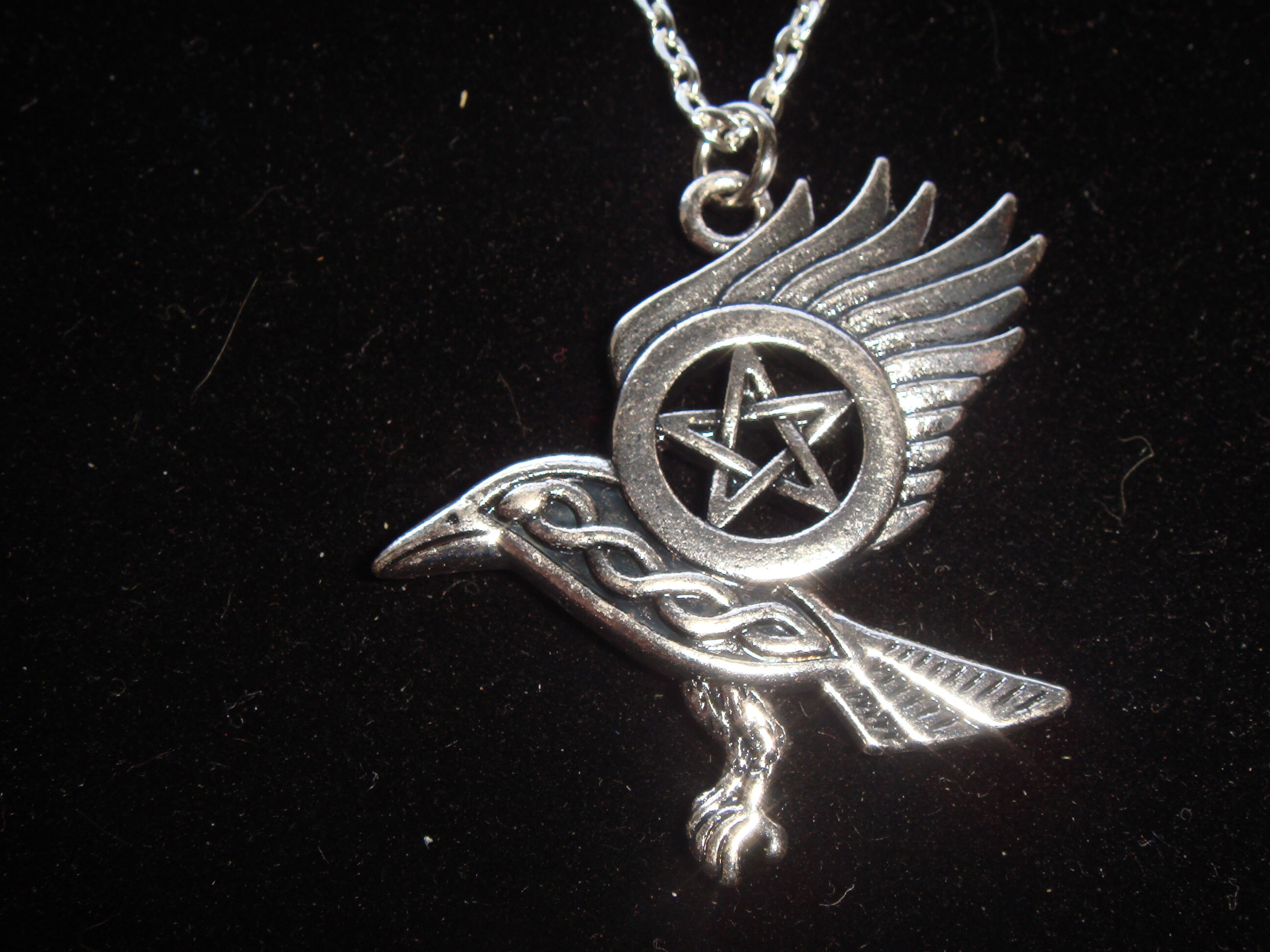 Celtic Pagan Morrigan Flying Crow Raven W Pentacle Dblsided W - Etsy
