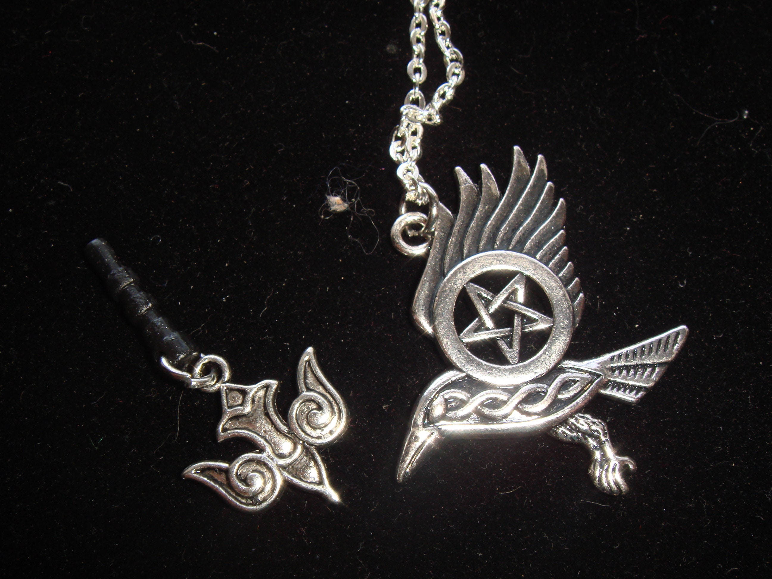 Celtic Pagan Morrigan Flying Crow Raven W Pentacle Dblsided W - Etsy